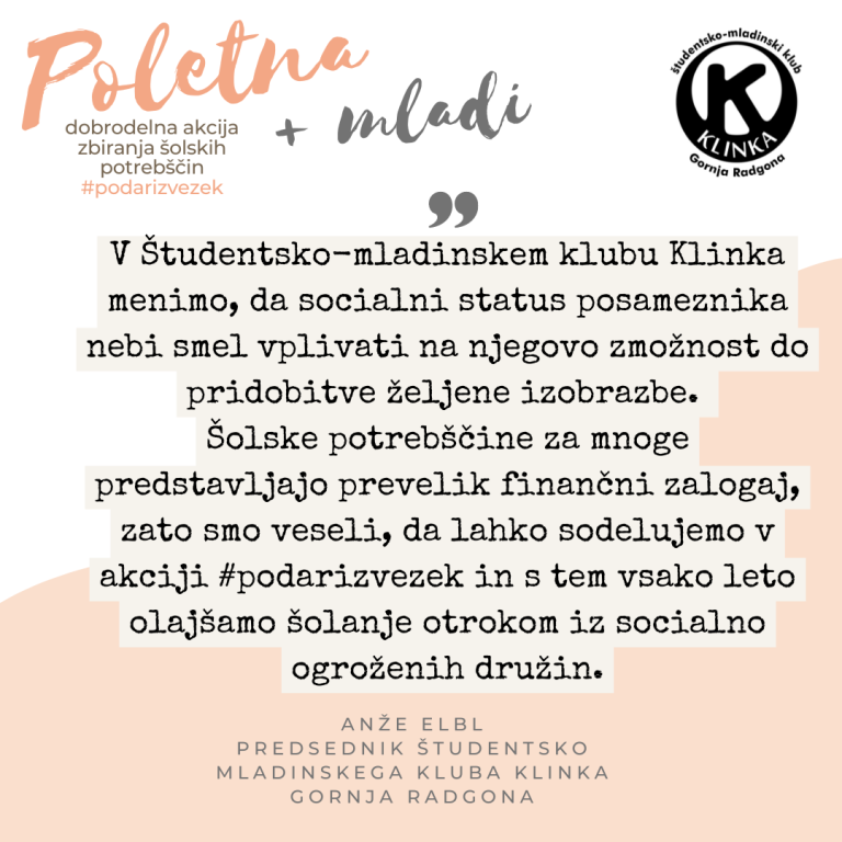 Podari zvezek in mladi: ŠMK Klinka se pridružuje naši akciji – lrf ...